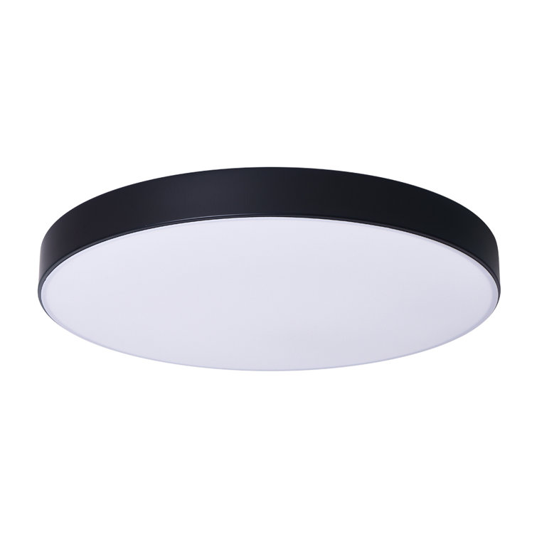 Ivy Bronx Sleek Black Round LED Ceiling Light With Acrylic Shade ...