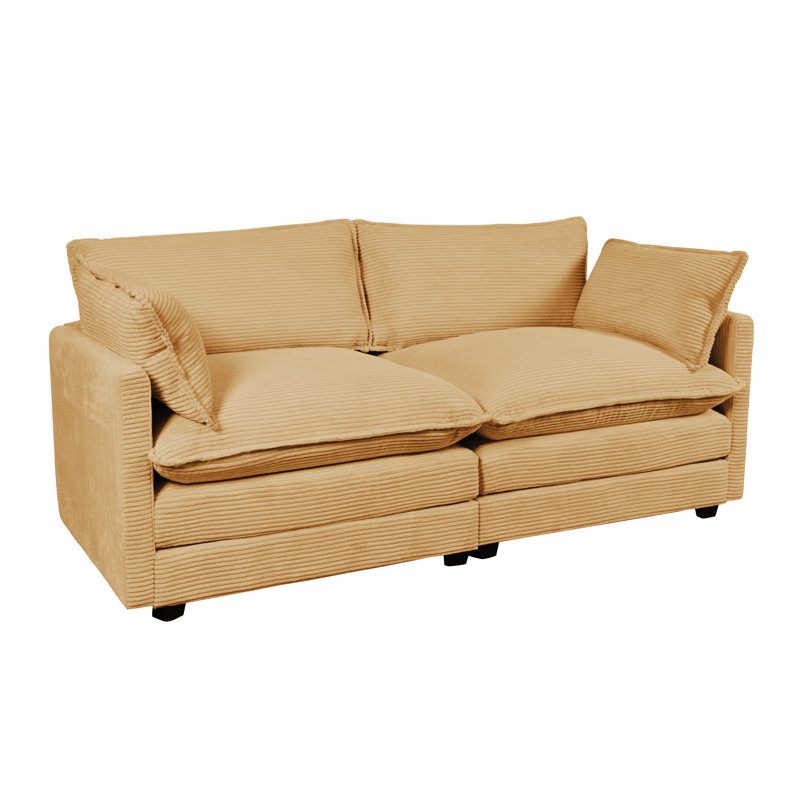Ebern Designs Redenius 76.8'' Upholstered Corduroy Reception Loveseat ...