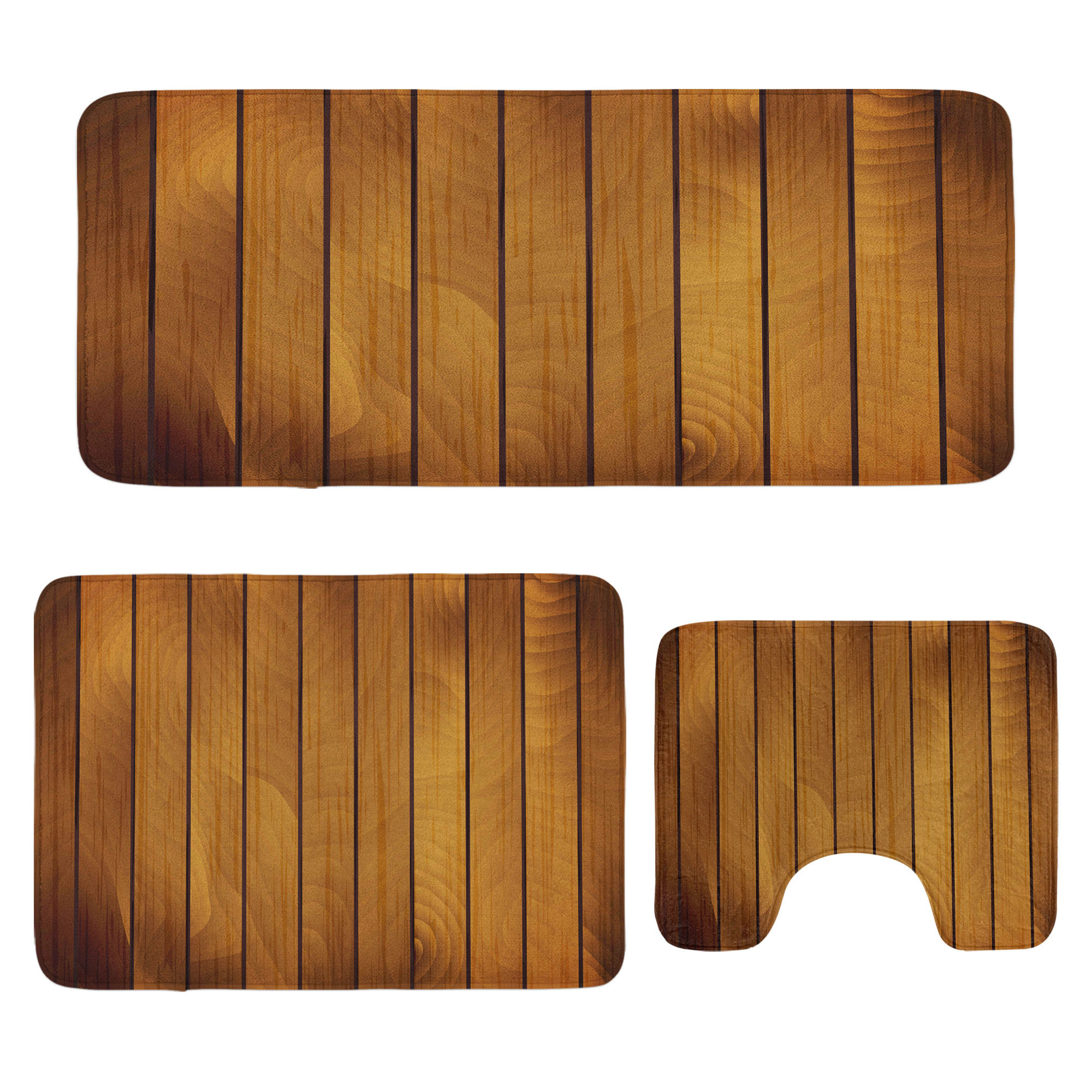 East Urban Home Brown Bathroom Rug Set 3 Pieces U-Shape & Rectangle ...