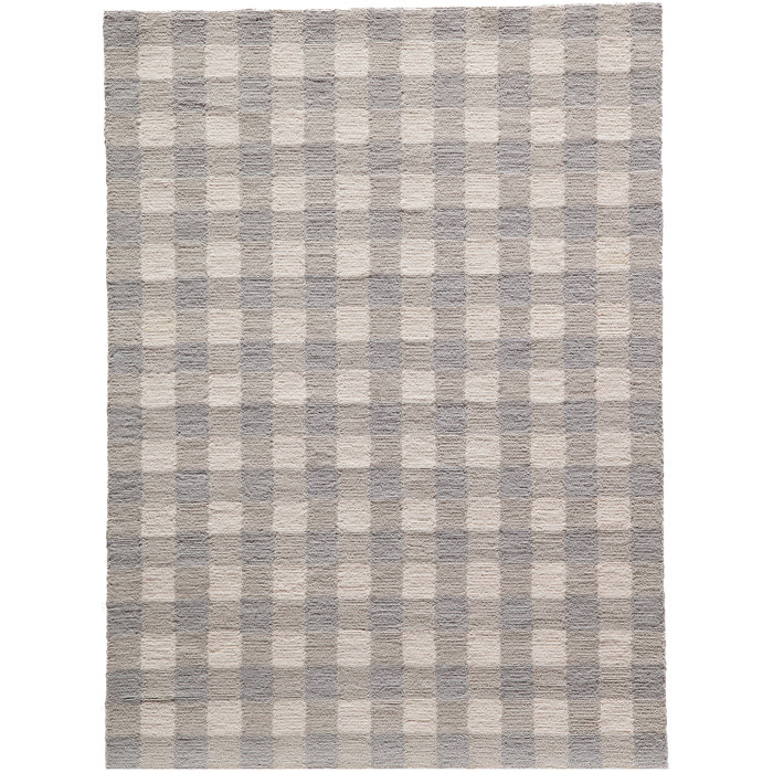 August Grove® Zager Plaid Handmade Hooked Gray/Tan/Beige Area Rug ...