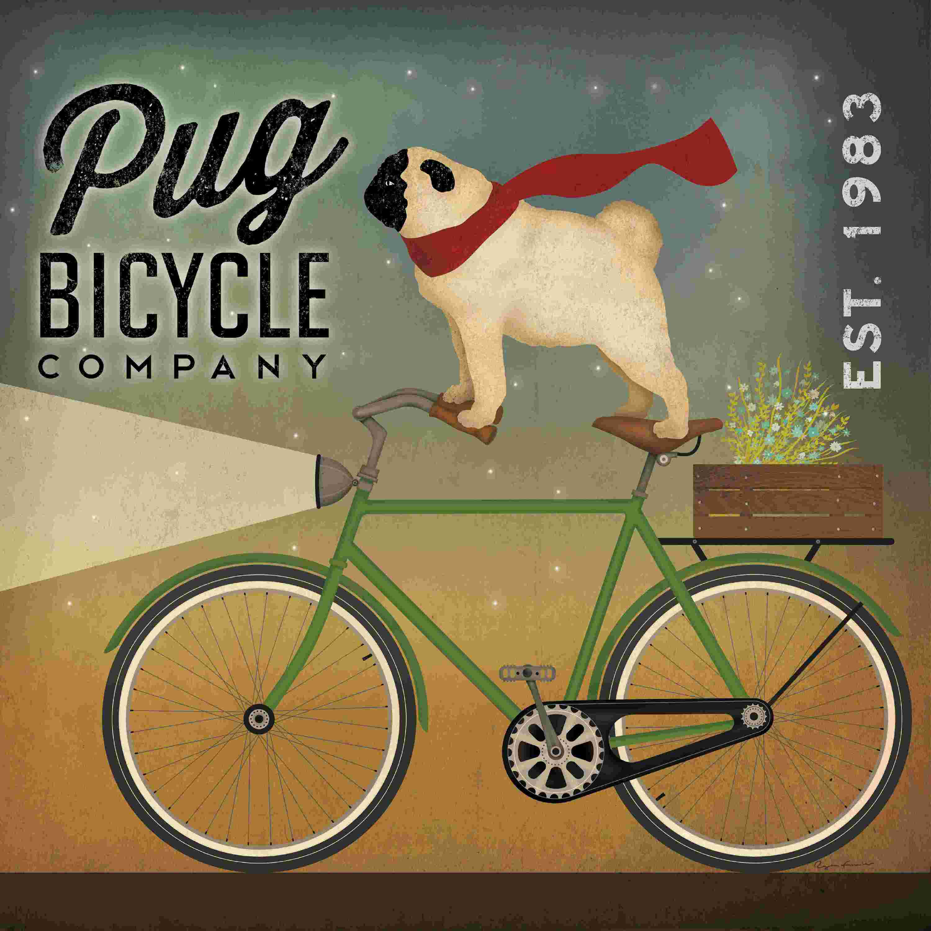 Trinx Pug on A Bike by Ryan Fowler - Wrapped Canvas Textual Art | Wayfair