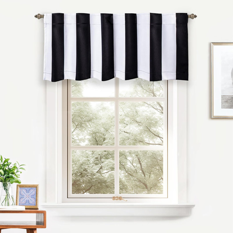 Wade Logan® Anneleise Striped Tailored Window Valance in Black/White ...