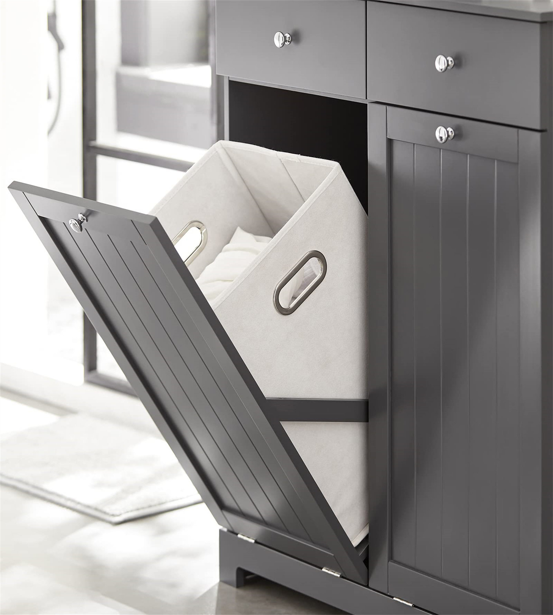 BTERAZ Wood Cabinet Laundry Hamper | Wayfair