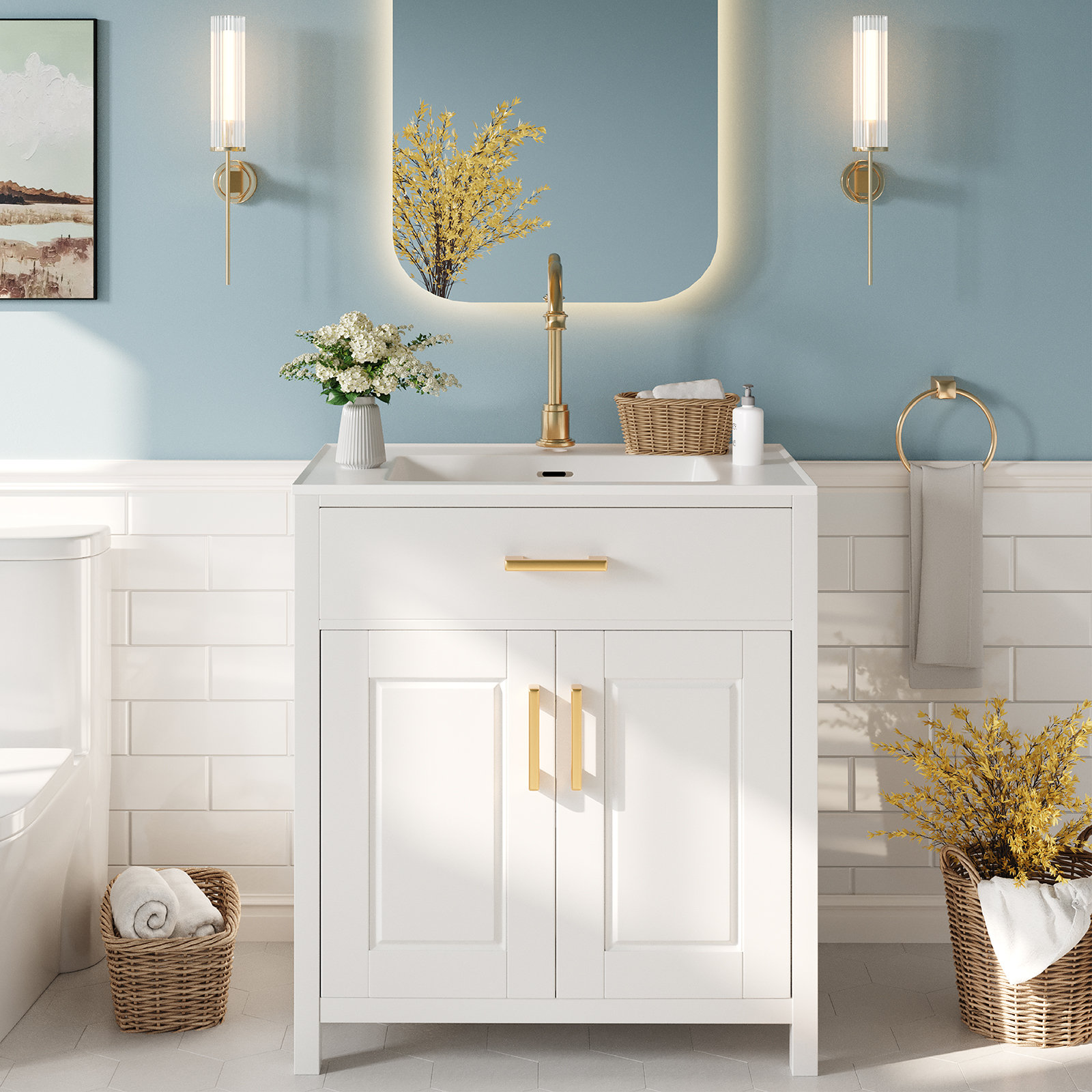 Ebern Designs 31" Bathroom Vanity with Sink Combo, Modern Freestanding ...