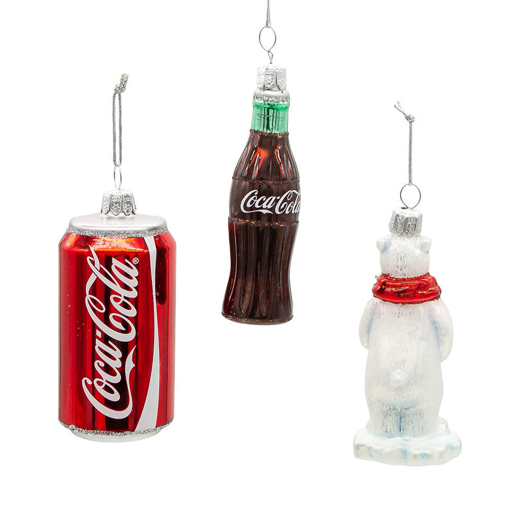 Kurt Adler 3 Piece Glass Coke Mini Hanging Figurine Ornament Set | Wayfair