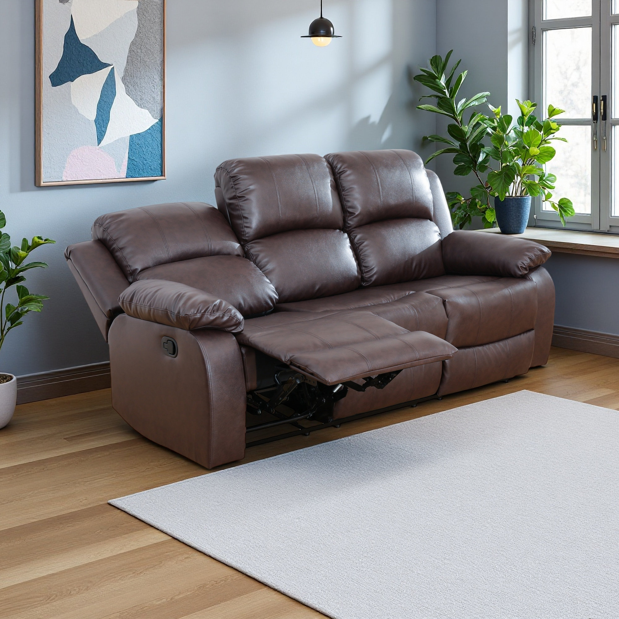 Latitude Run® Semi-pu/pvc 3-seater Sofa – Smart Reclining Living Room ...
