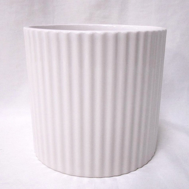 Wrought Studio™ Glazed White Ribbed Planter | Wayfair