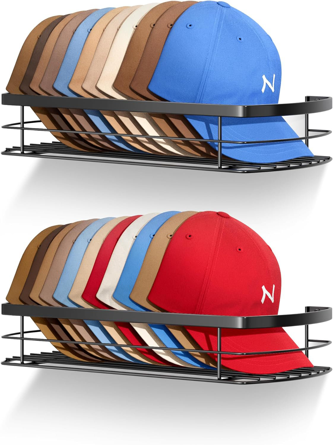 Rebrilliant Metal Hat Rack For Wall, Hat Organizer For Baseball Caps ...