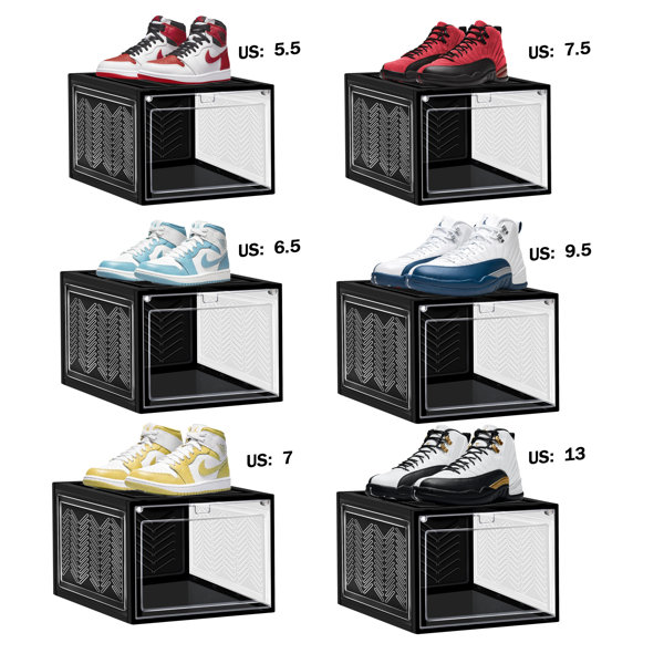 FORTUNE Stackable Large Shoe Containers Shoe Storage Box with Hard ...