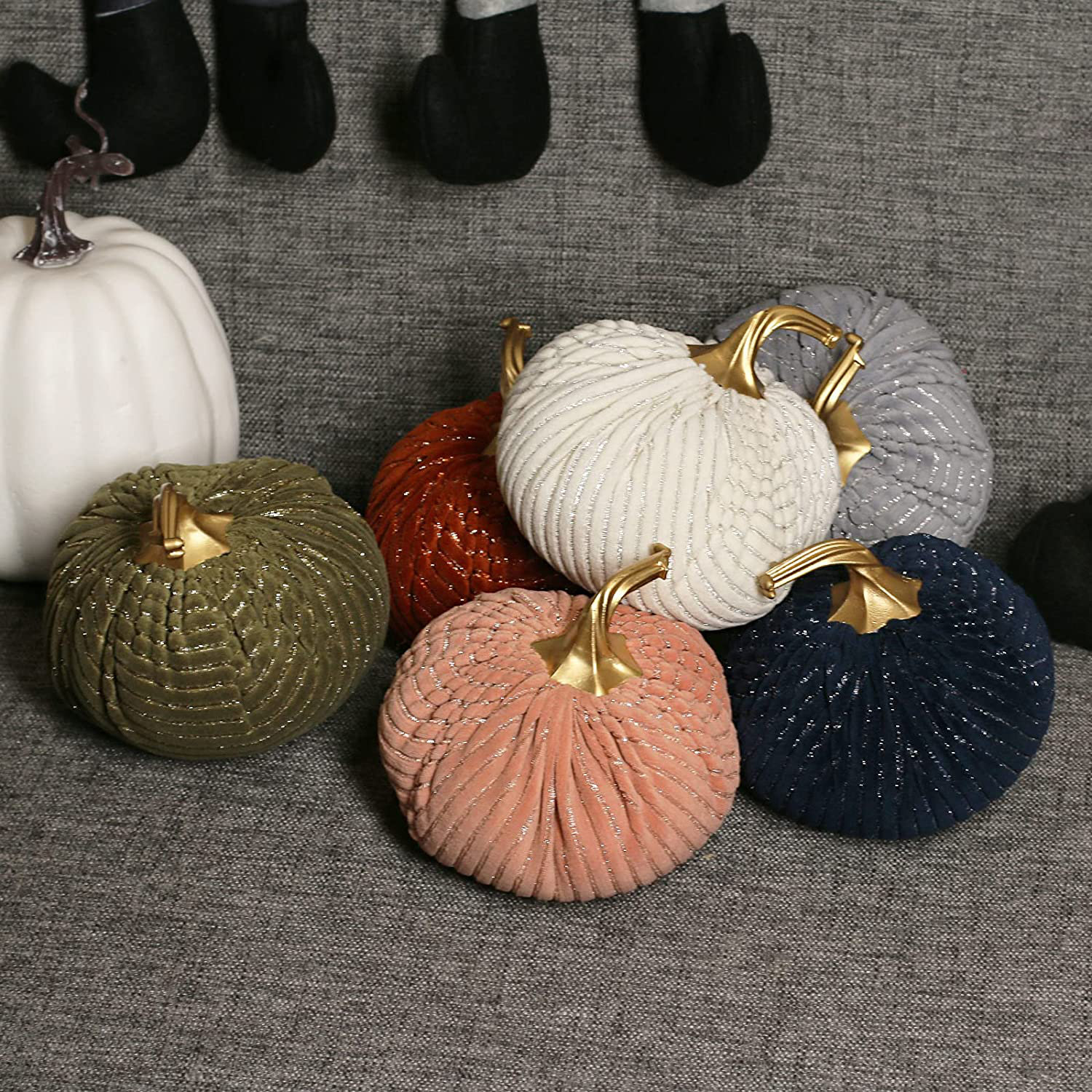 Bibana 6 Pack Velvet Artificial Pumpkins Set (Set Of 6) | Wayfair