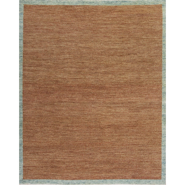 Samad Rugs Textures Hand Knotted Wool Area Rug in Brick/Aqua | Wayfair