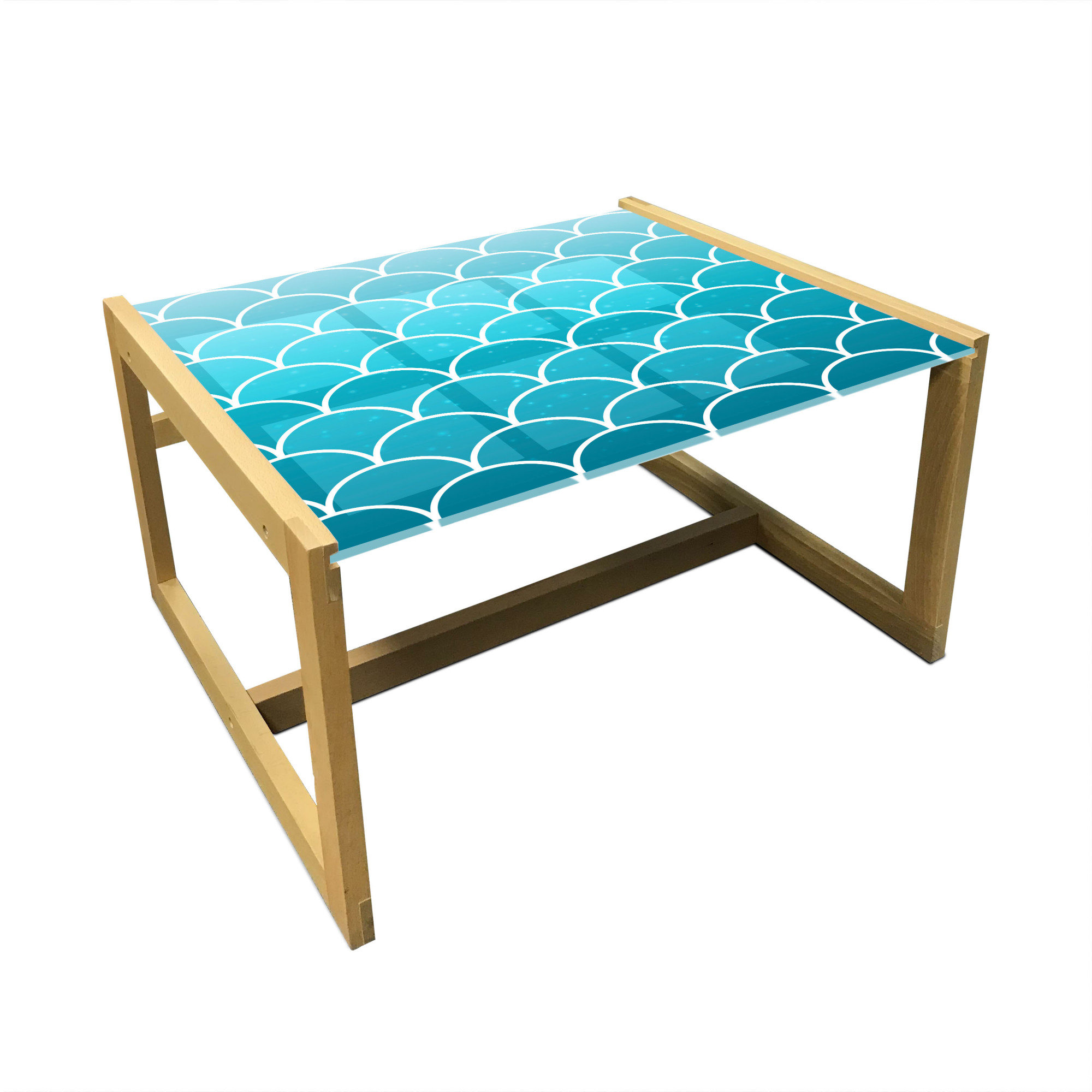 East Urban Home Aqua Ombre Coffee Table, Fish Scale Design Squama With ...
