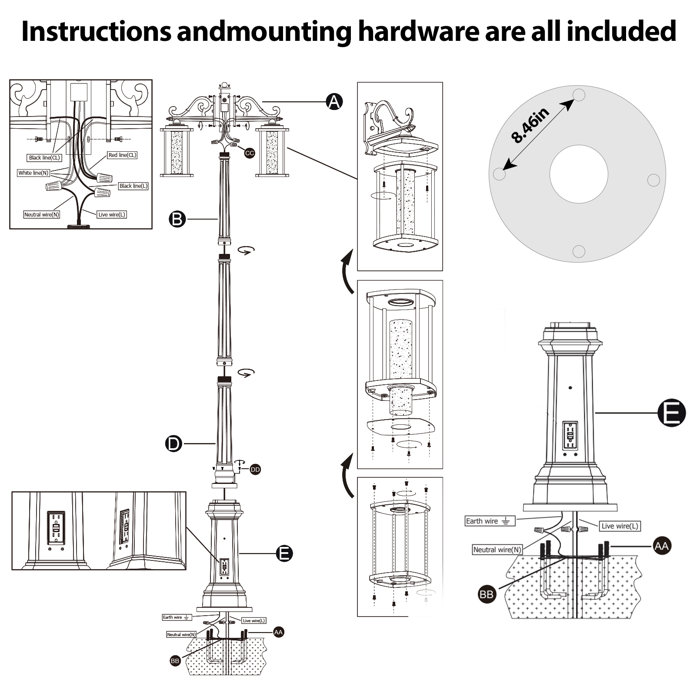 Canora Grey Seliah Seeded Lamp Post (Full) | Wayfair