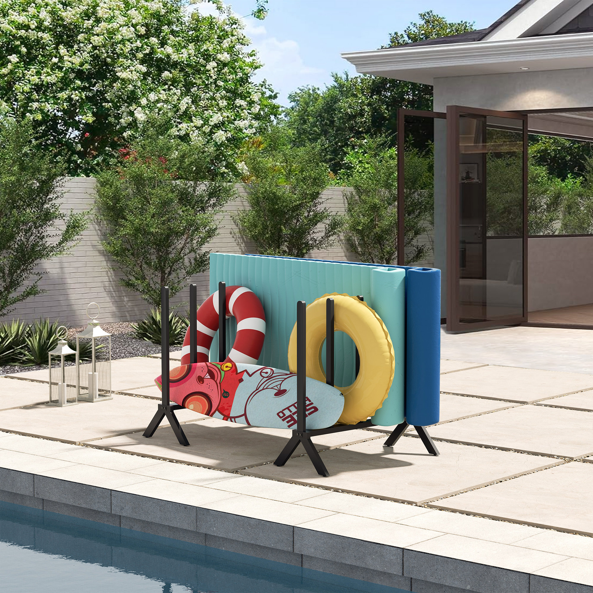 Peak Home Furnishings Outdoor Metal Float Holder, Pool Float Storage ...