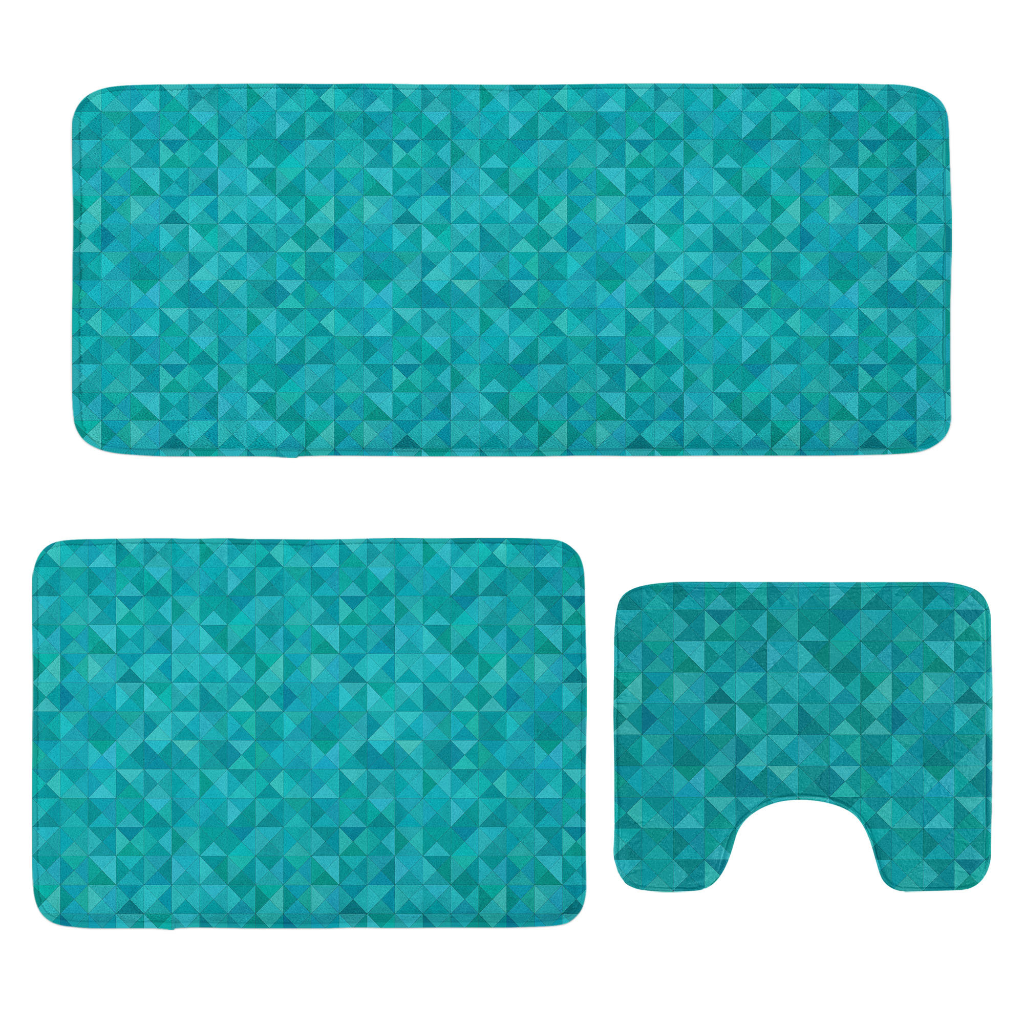 Latitude Run® Teal Bathroom Rug Set 3 Pieces U-Shape & Rectangle Mats ...