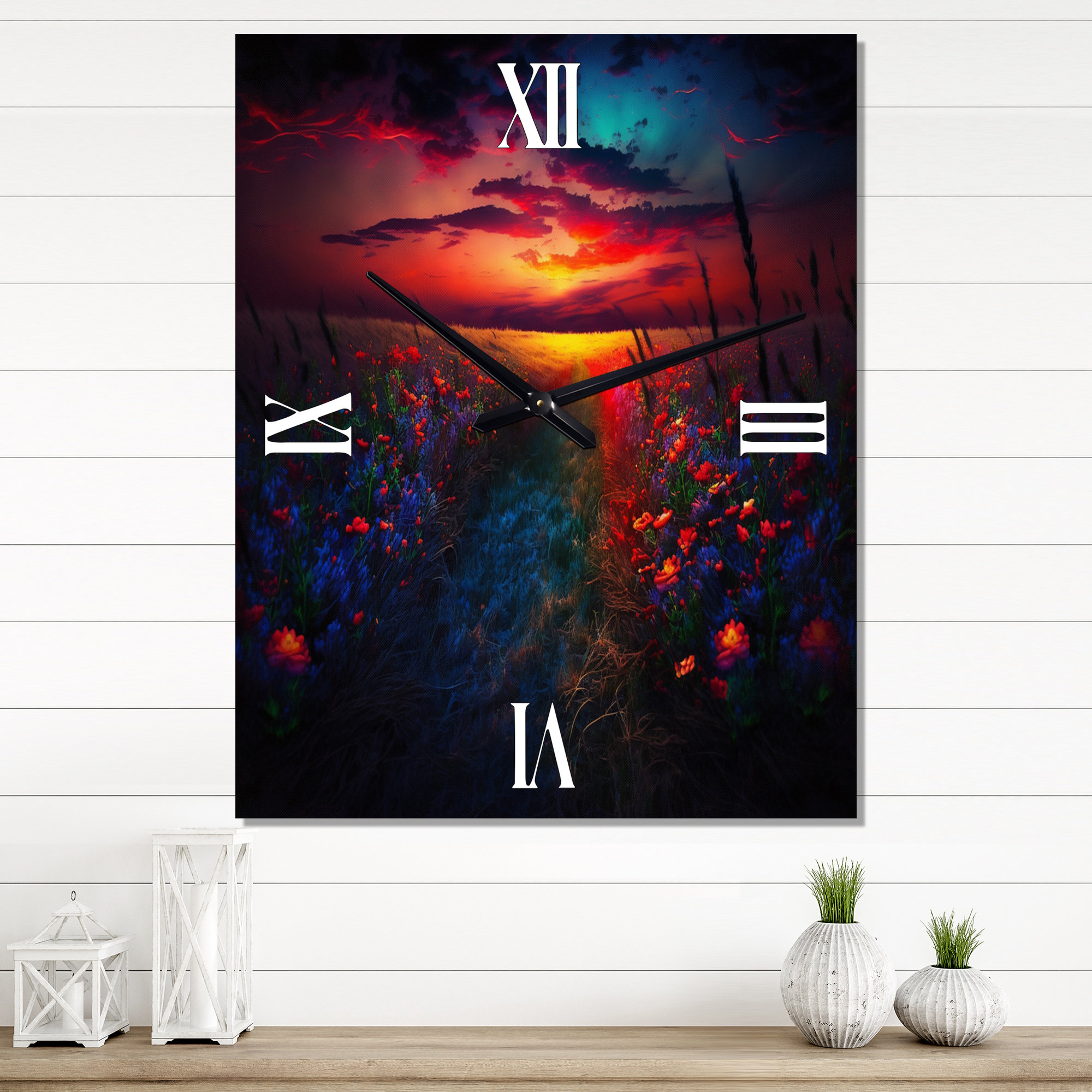 Design Art Flowerful Countryroad At Sunset III - Lake House Cottage ...