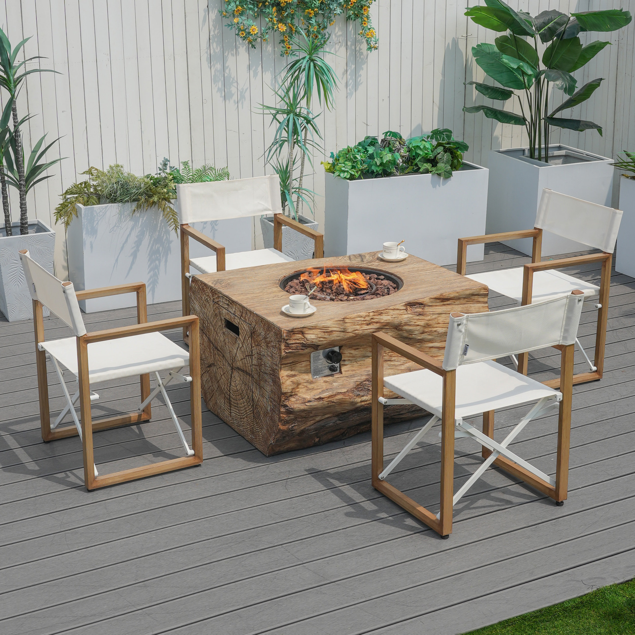 Millwood Pines 4 - Person Outdoor Seating Group With Folding Dining ...