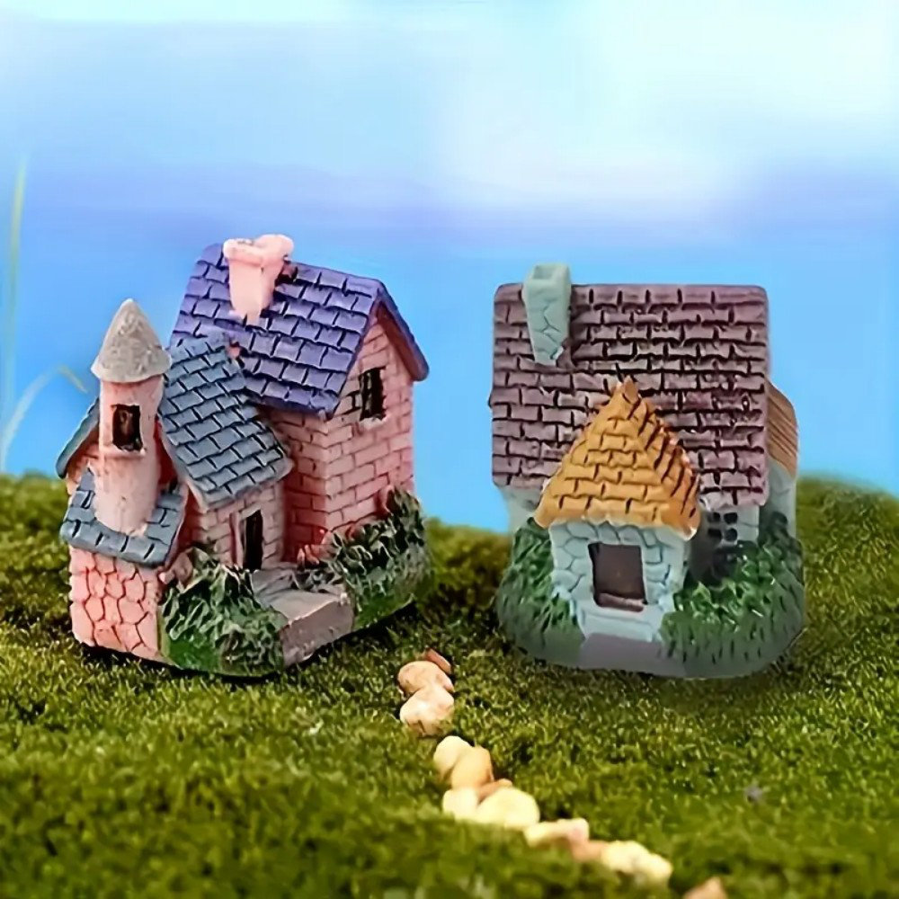Ophelia & Co. 9Pcs Miniature Resin House Sculptures - Handcrafted Fairy ...