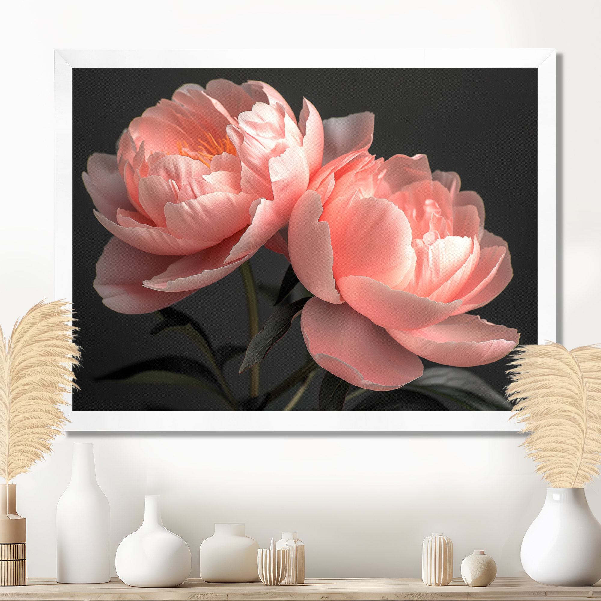 Design Art Romantic Pink Crystal Peonies Bloom I - Peonies Wall Art ...