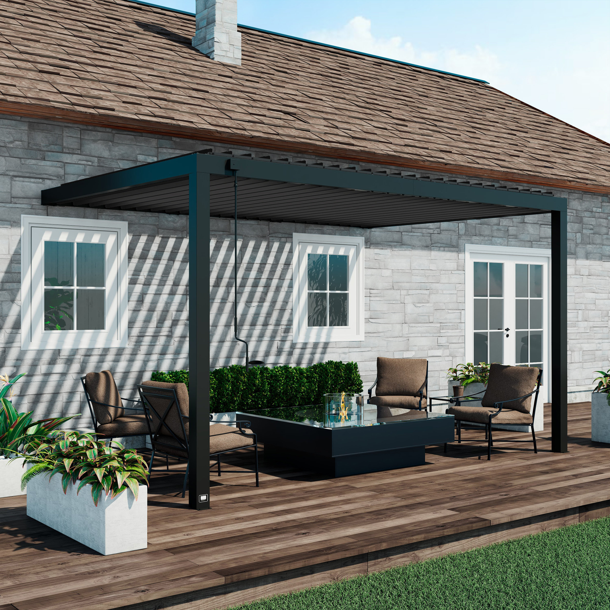 Backyard Discovery Evanston Wall Mounted Louvered Steel Outdoor Patio ...