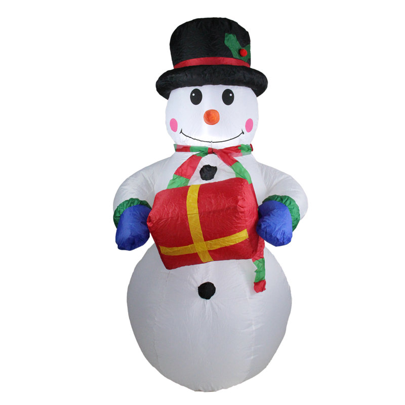 Northlight 5' Pre-Lit White and Red Inflatable Lighted Snowman ...