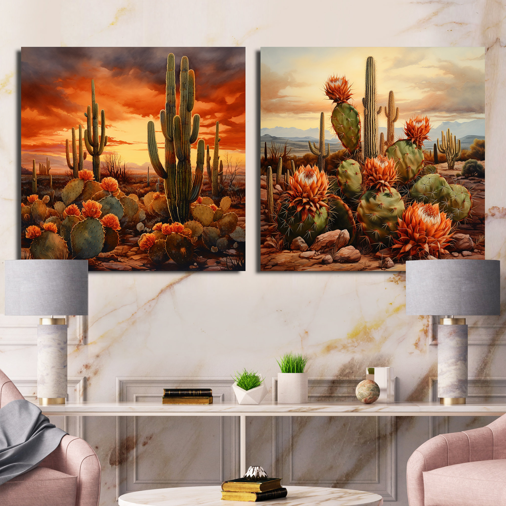 Loon Peak® Copper Cactus In Nevada - Cactus Square Collage Set Of 2 ...