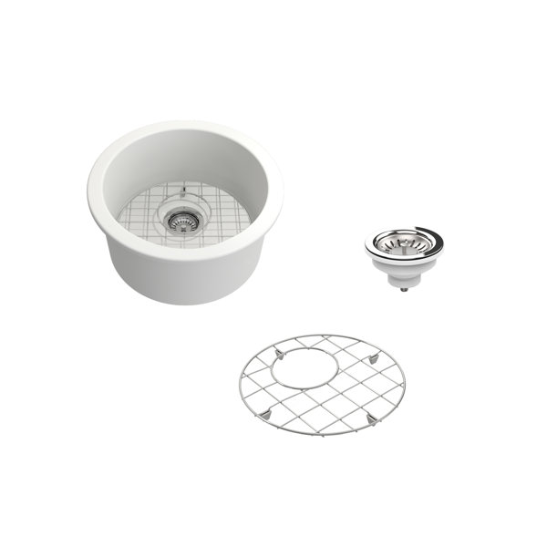 Terralife Puget Dual-Mount Fireclay 18 In. Round Single Bowl Bar Sink ...