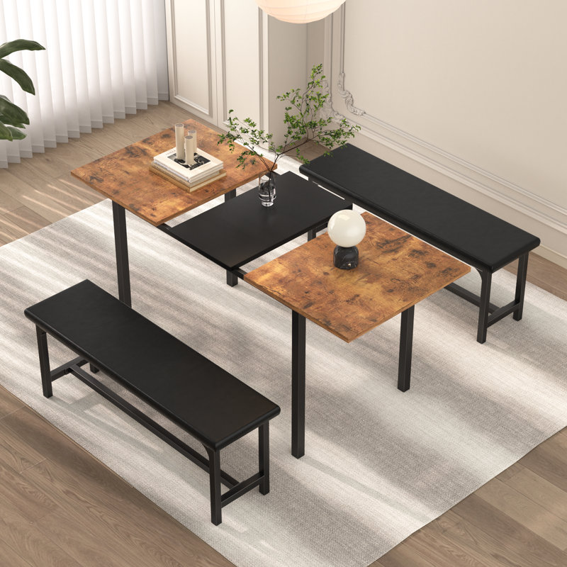 17 Stories Vidala 63" Dining Table Set Extendable Kitchen Room Table ...