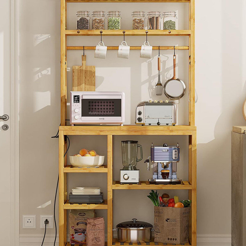 Filbop Bakers Rack with Power Outlets, 8-Tier Microwave Stand, Kitchen ...