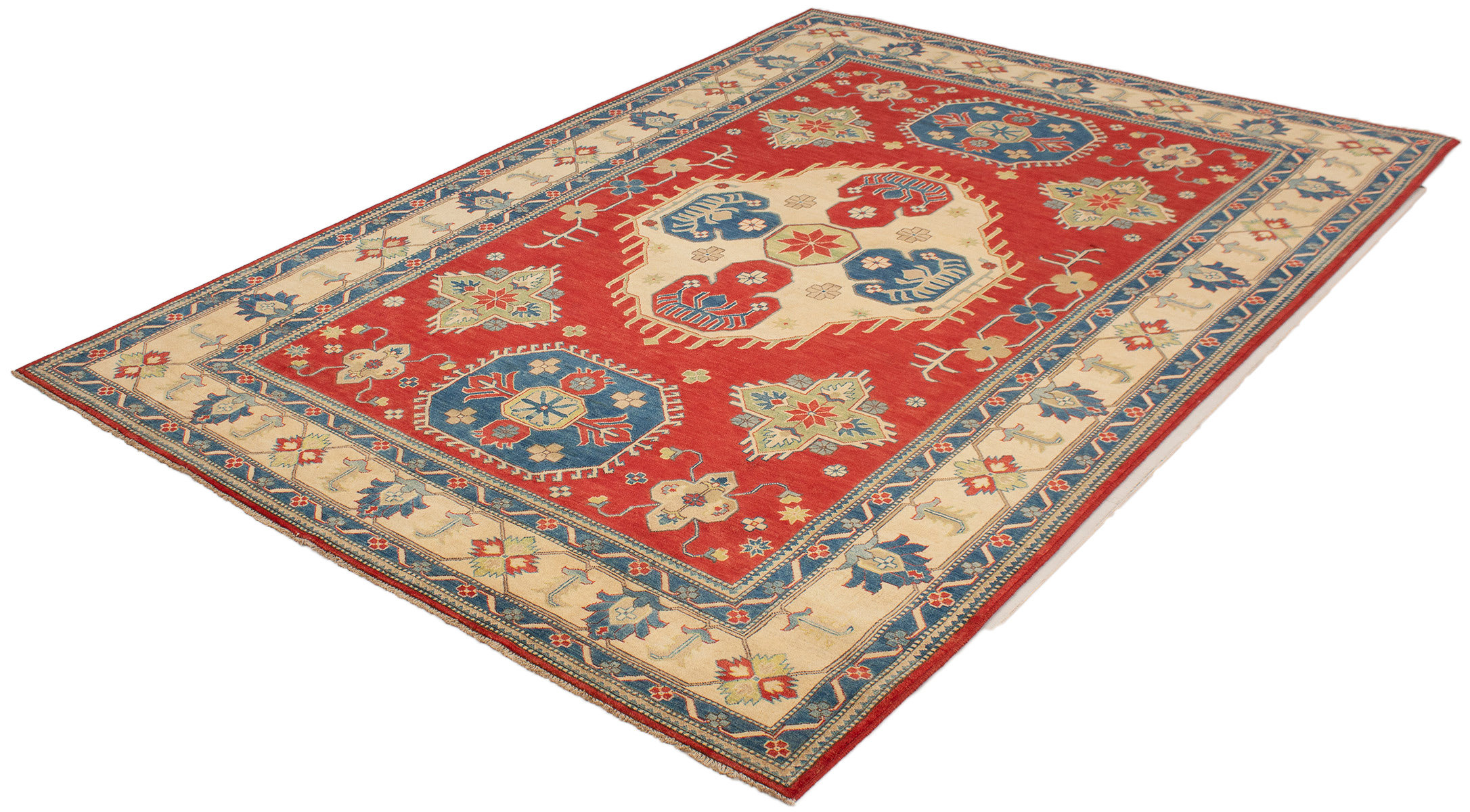 World Menagerie One-of-a-Kind Berj Hand-Knotted 2010s Uzbek Gazni Red ...