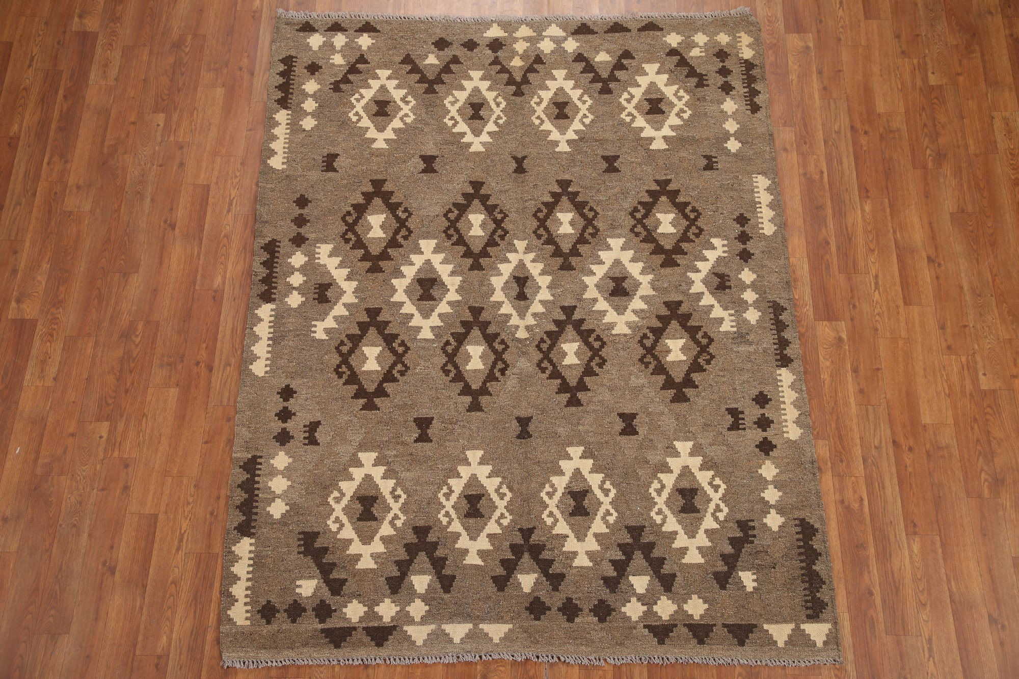 Dakota Fields Brown Wool Kilim Oriental Area Rug 5x6 | Wayfair