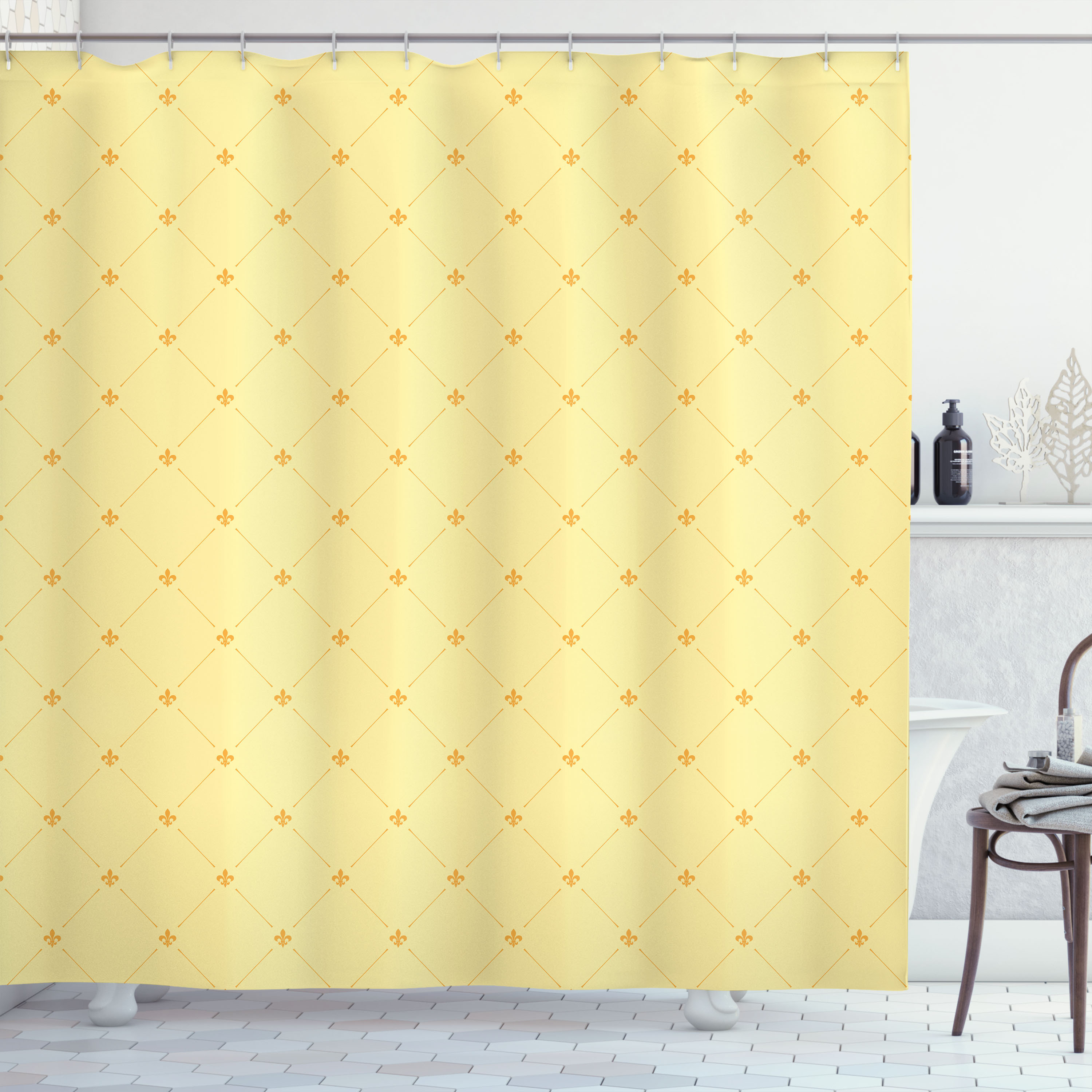 East Urban Home Fleur De Lis Shower Curtain Damask Pattern Vintage ...