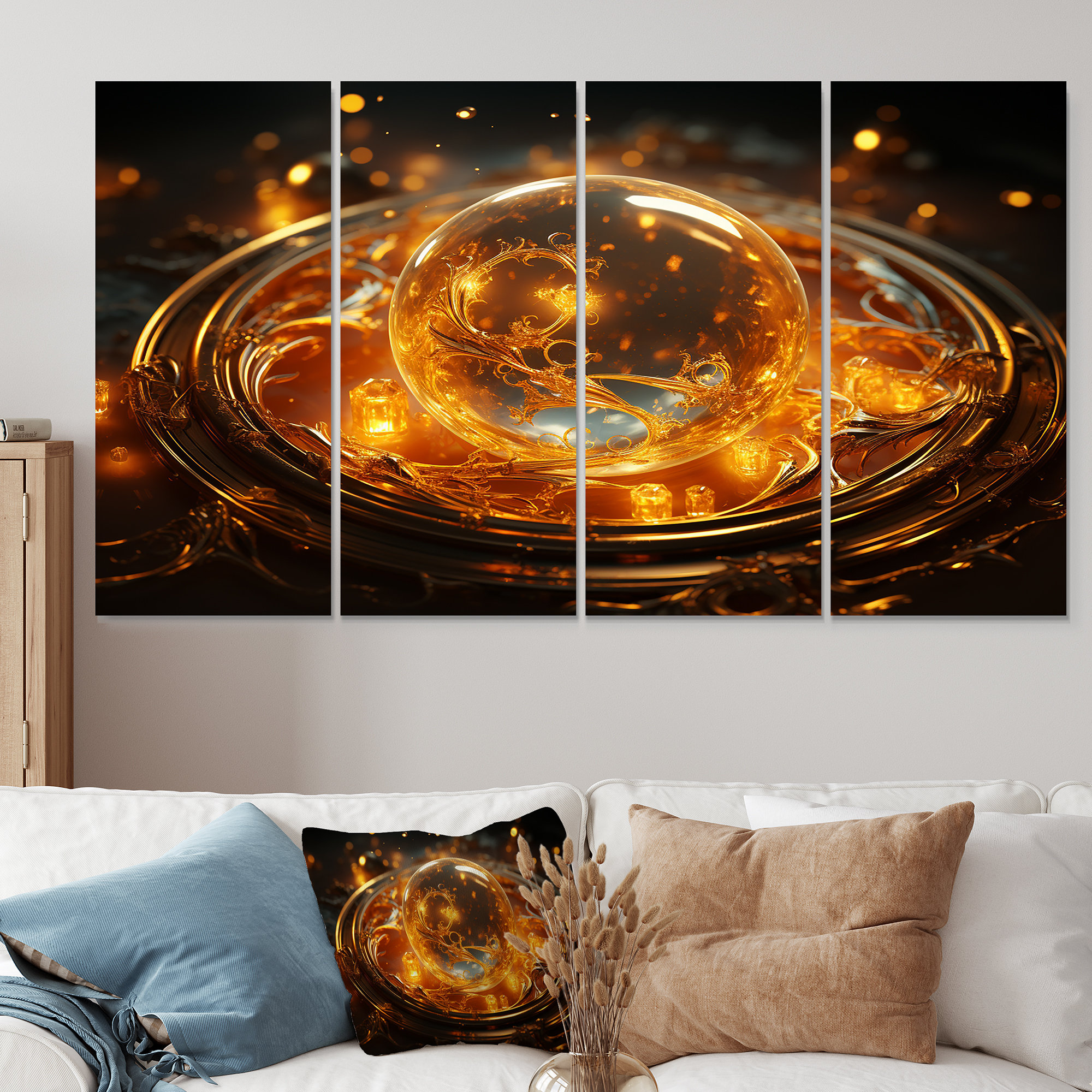 Winston Porter Fire Glass Saturn Planet III - Planets 4 Piece Wall Art ...