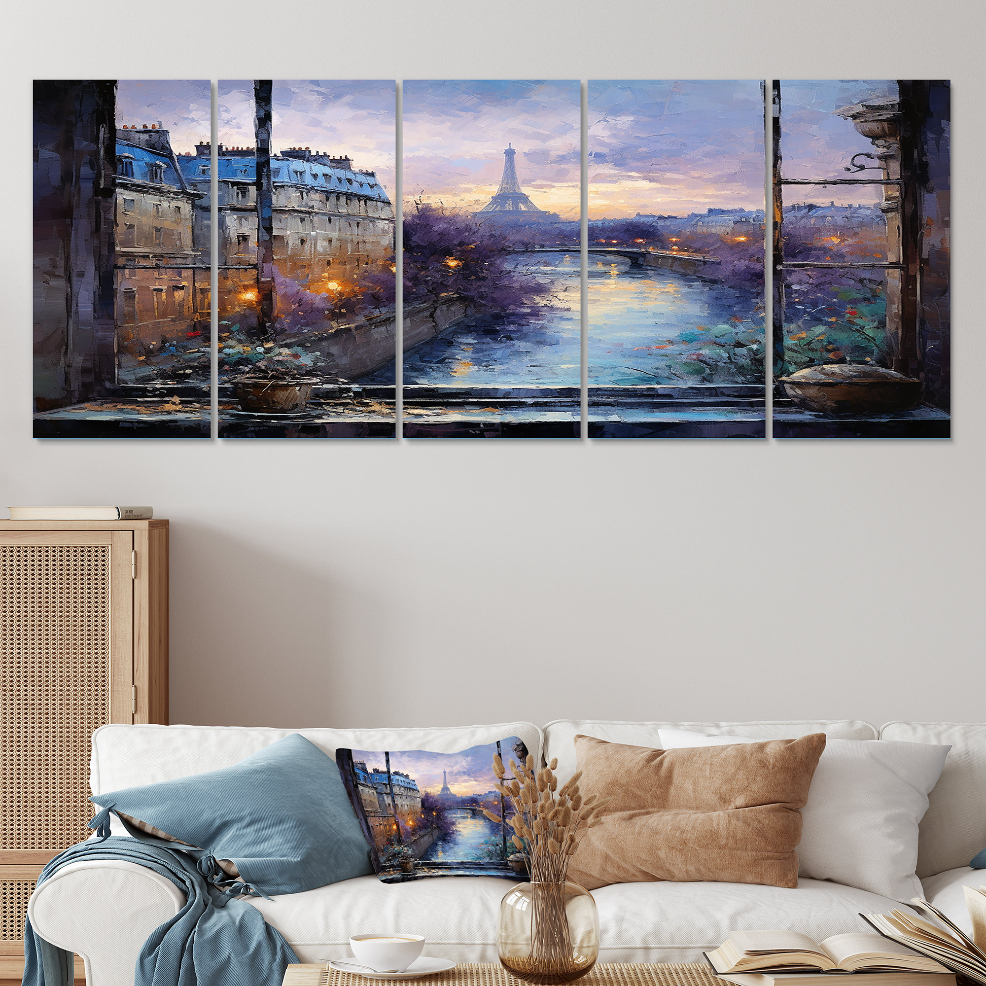 Red Barrel Studio® Paris Window View Sunset - Paris 5 Piece Wall Art ...
