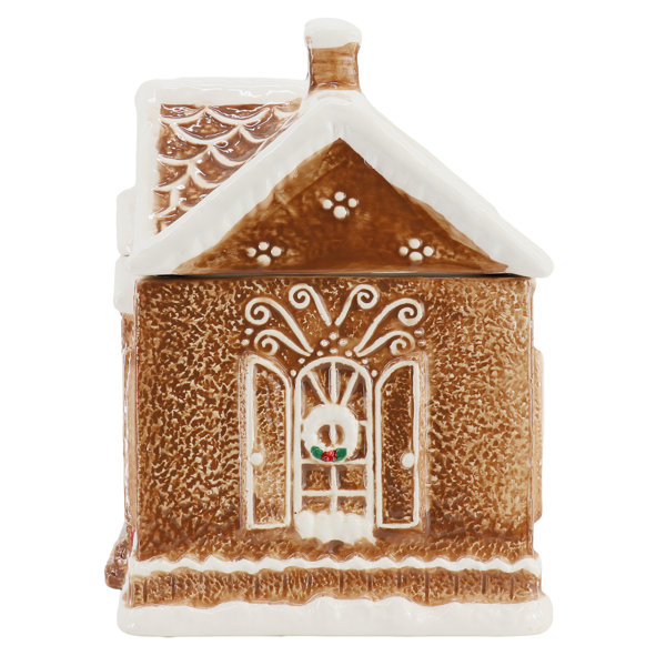 Martha Stewart 2 Piece Gingerbread Ceramic Cookie Jar with Lid in Brown ...