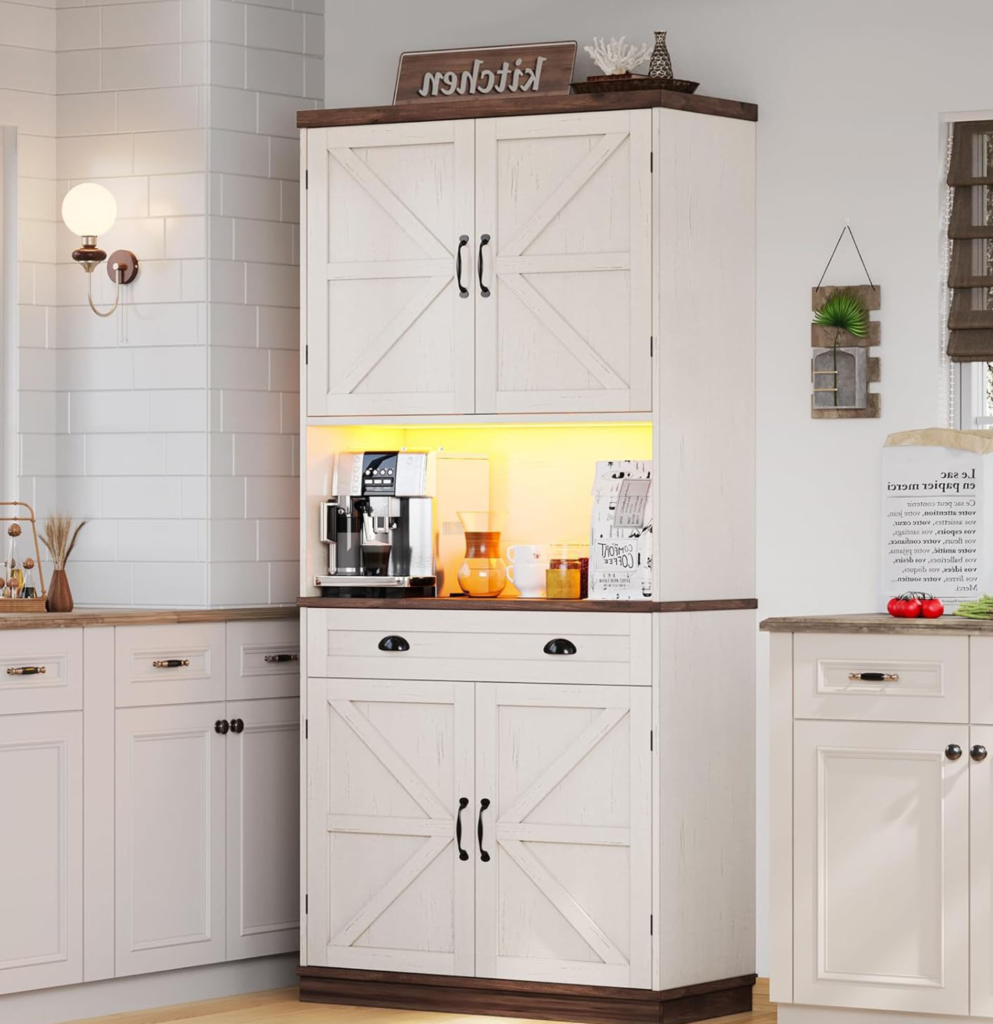 Orren Ellis 72.6" Storage Cabinet With LED Lights And Power Strip ...