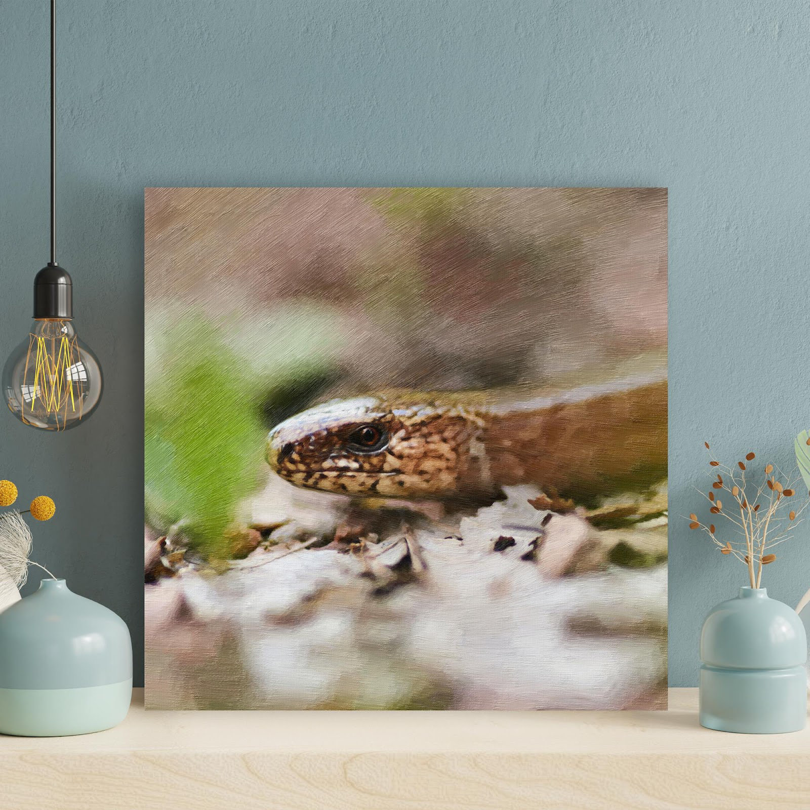 Latitude Run® Brown Snake On Brown Rock - Wrapped Canvas Painting ...
