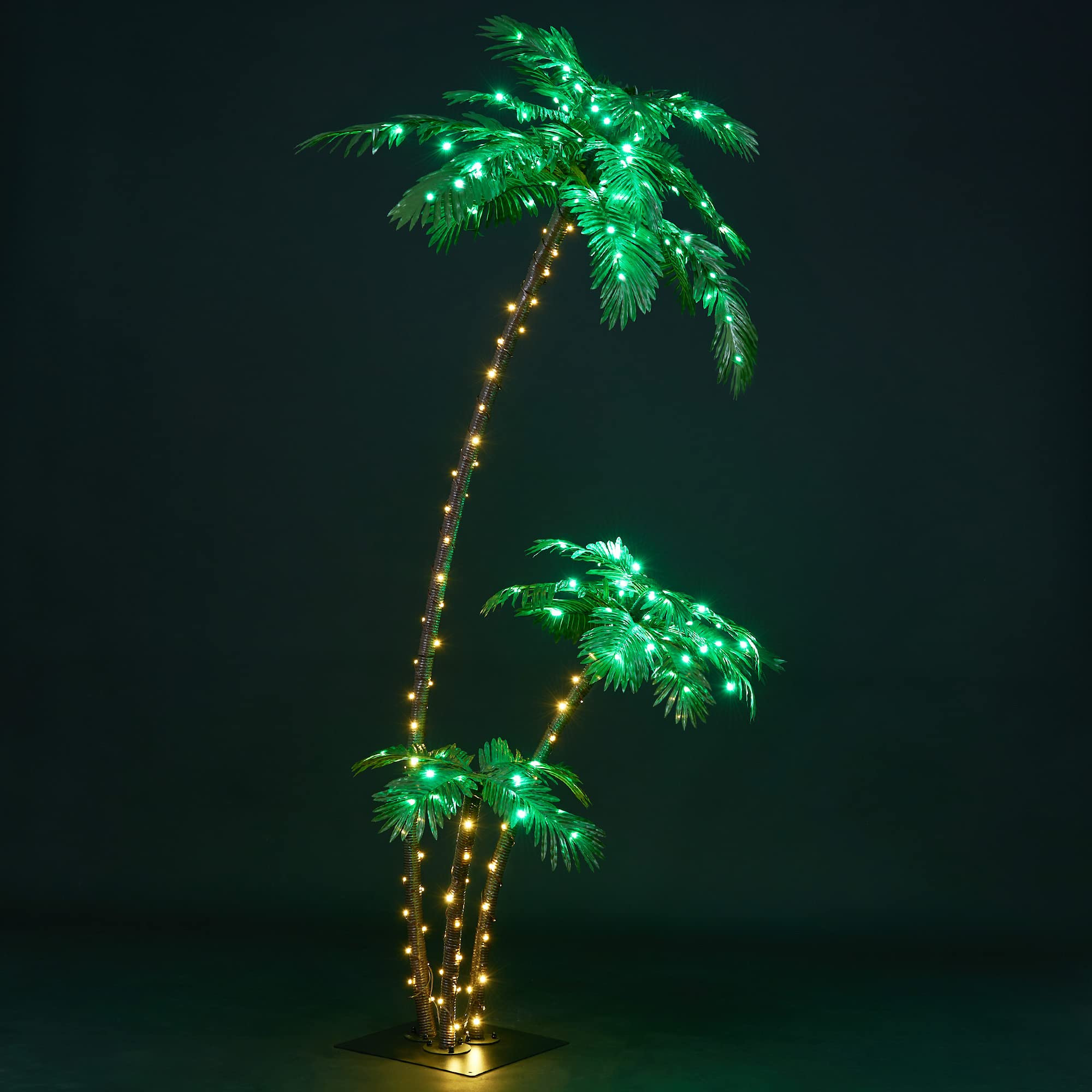 The Holiday Aisle® Glowing 7Ft Palm Tree, 3 Trunks, Artificial Palm ...