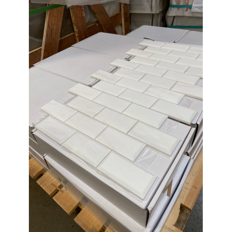Stone & Tile Shoppe, Inc. Beveled Marble Brick Joint Mosaic Wall ...