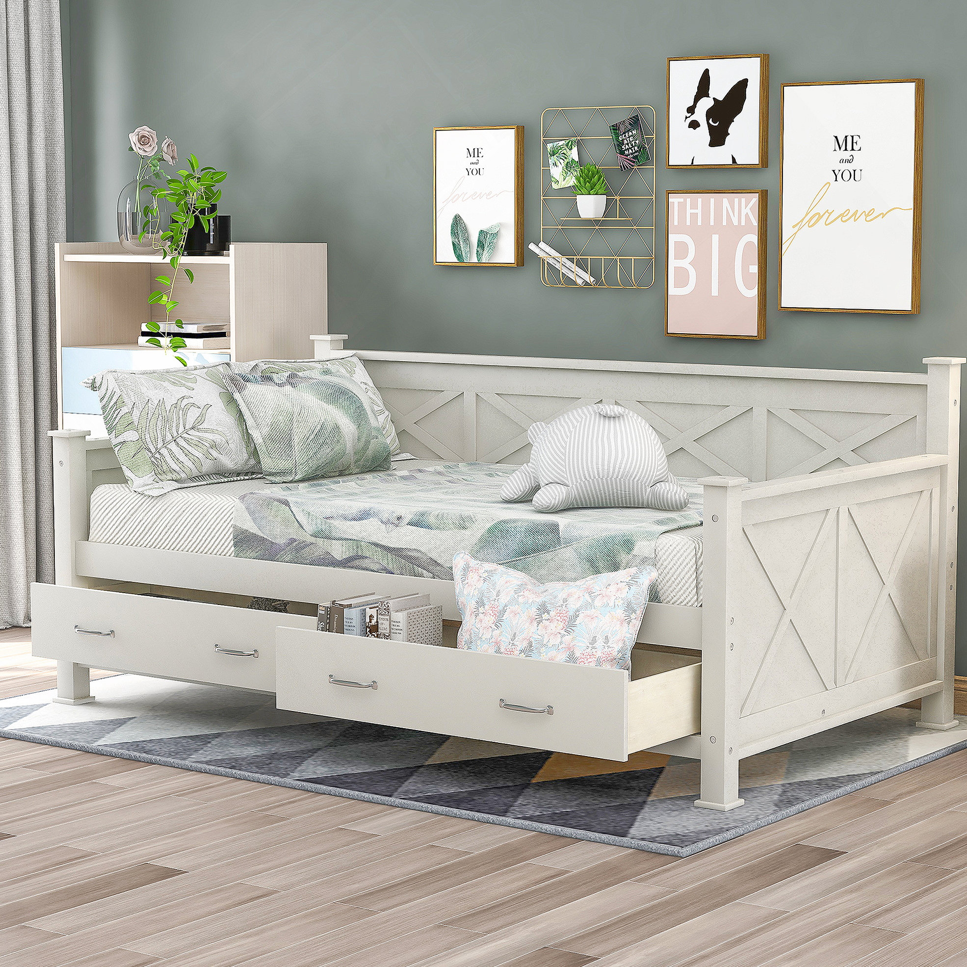 Gracie Oaks Wooden Modern and Rustic Casual Style Daybed - Wayfair Canada