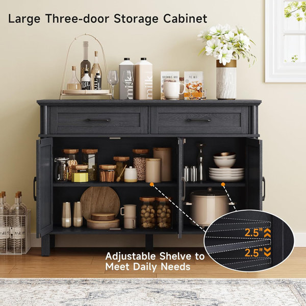 Winston Porter 48 Inches Buffet Cabinet with Storage, Farmhouse ...