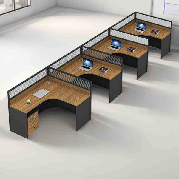 WIKI BOARD L-Shape 4 Person Partition Desk | Wayfair