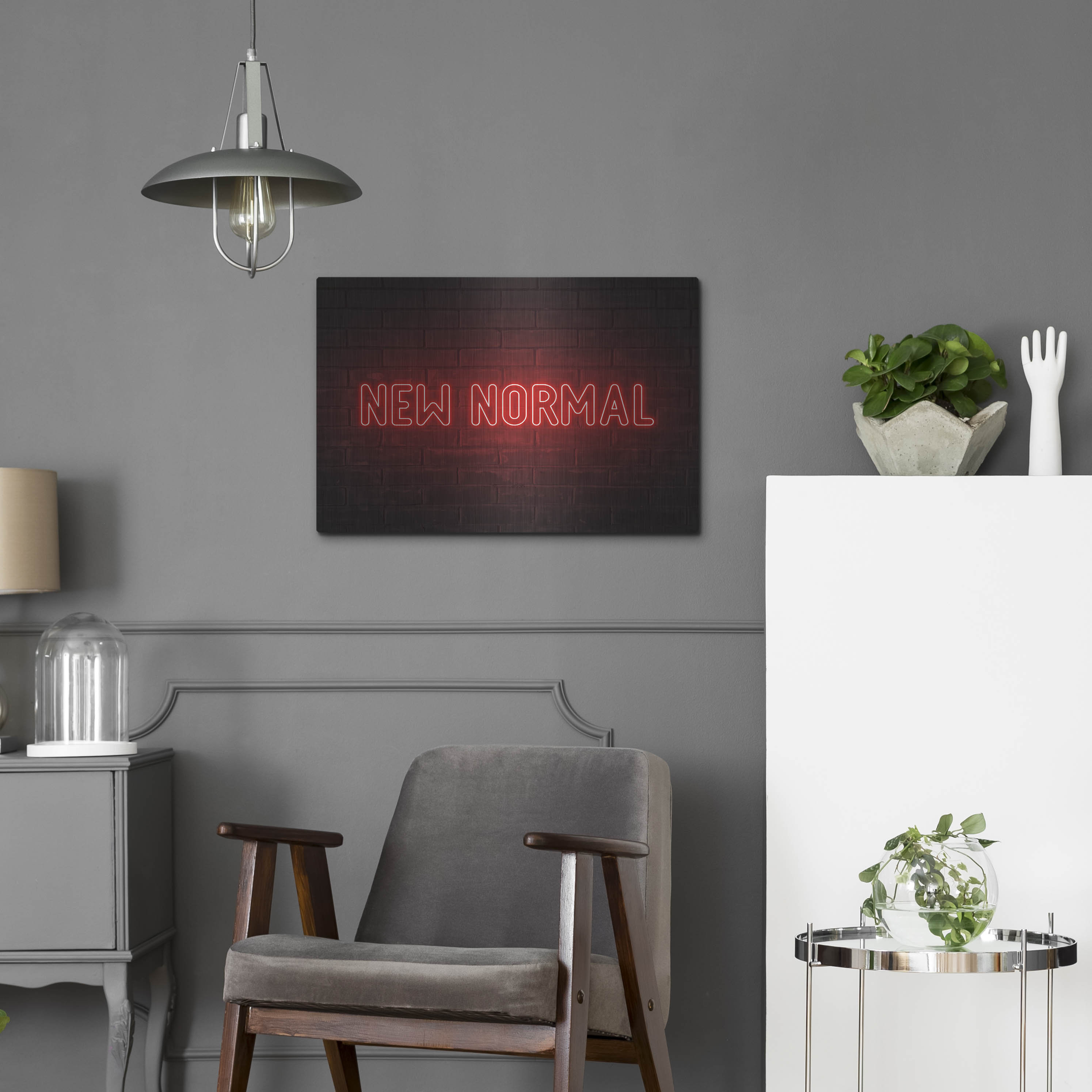 Ebern Designs 'New Normal In Neon Red' Metal Wall Art | Wayfair