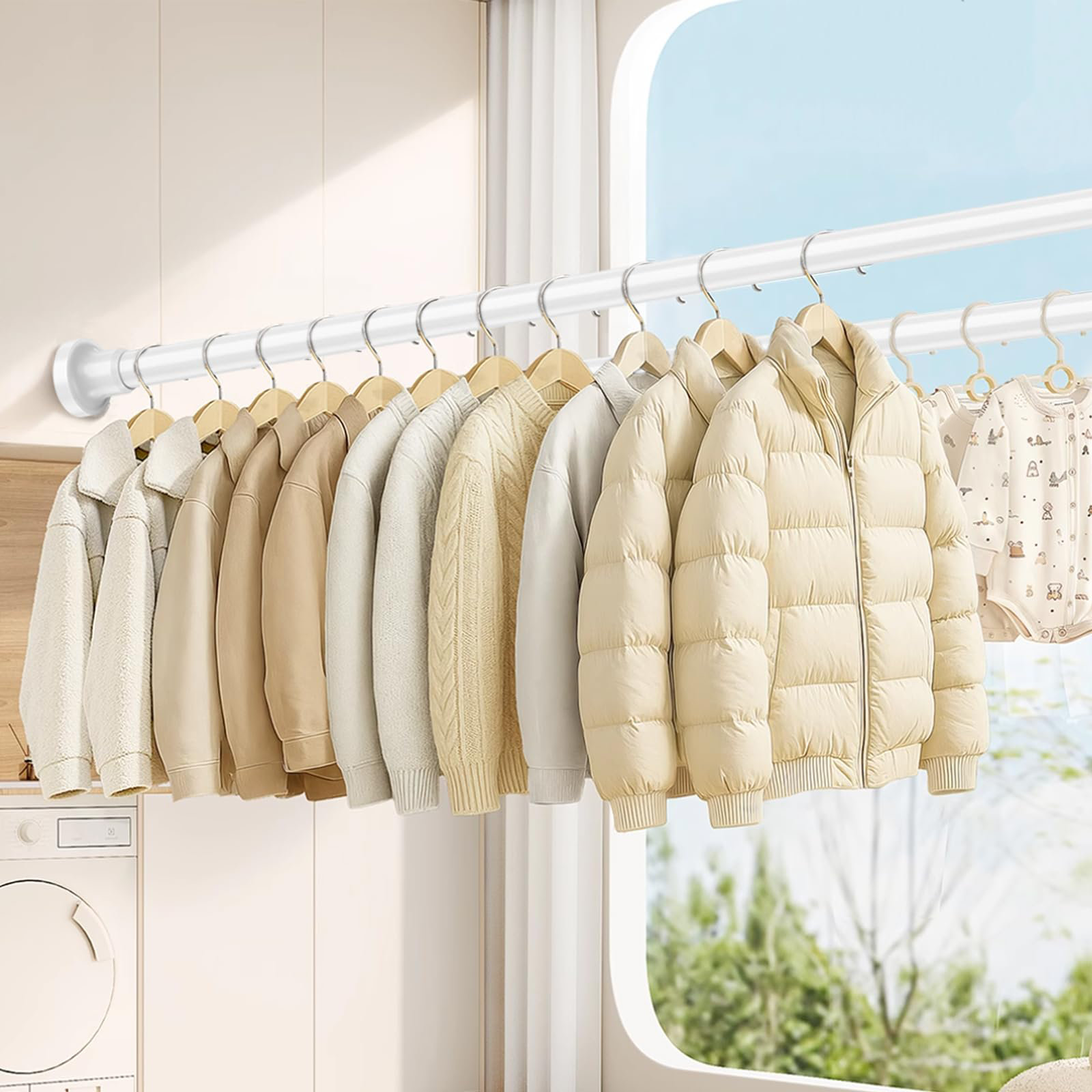 CLIBAX Tension Curtain Rod 28 to 54 Inch, Adjustable Spring Loaded ...