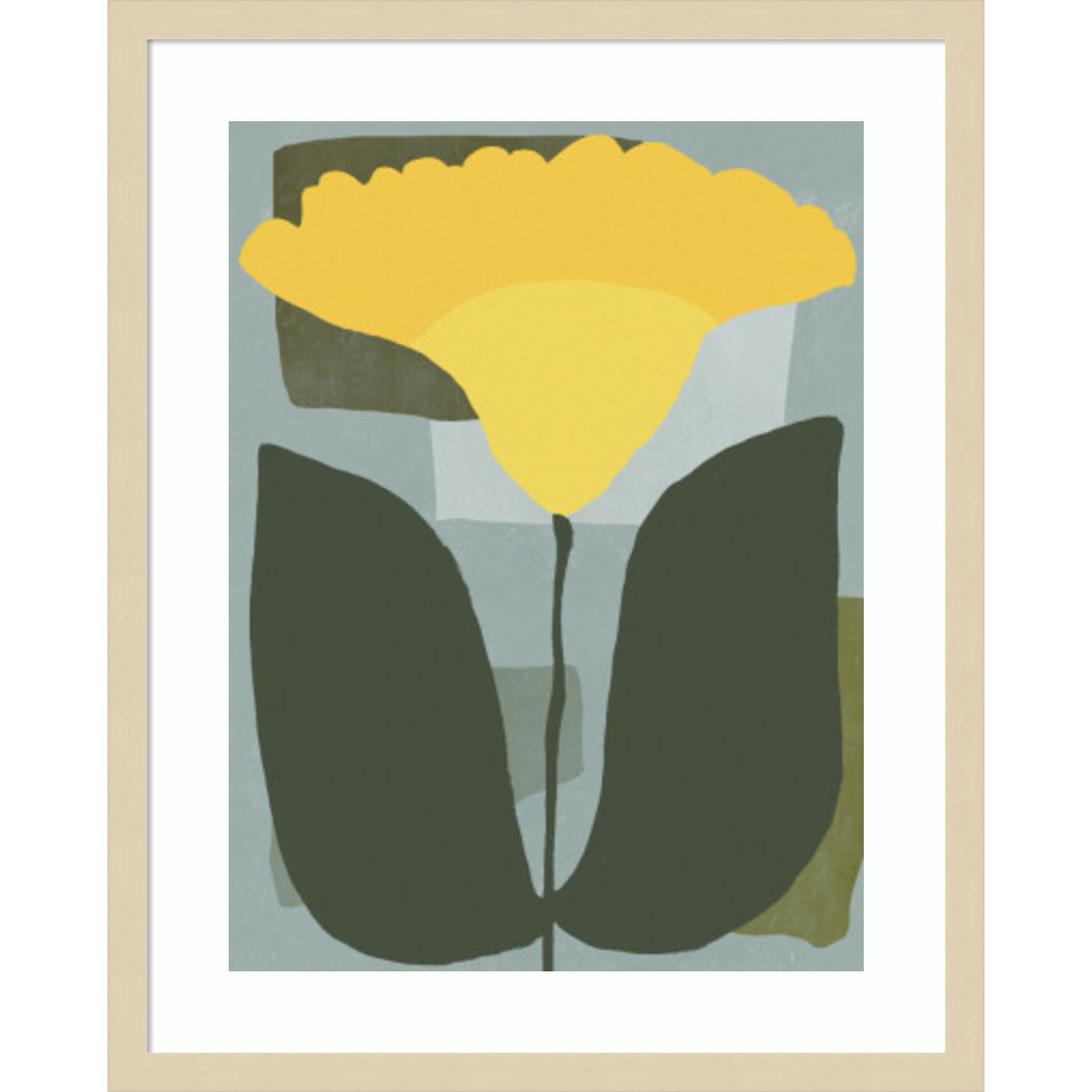 Red Barrel Studio® Big yellow bloom by Little Dean Wood Framed Wall Art ...