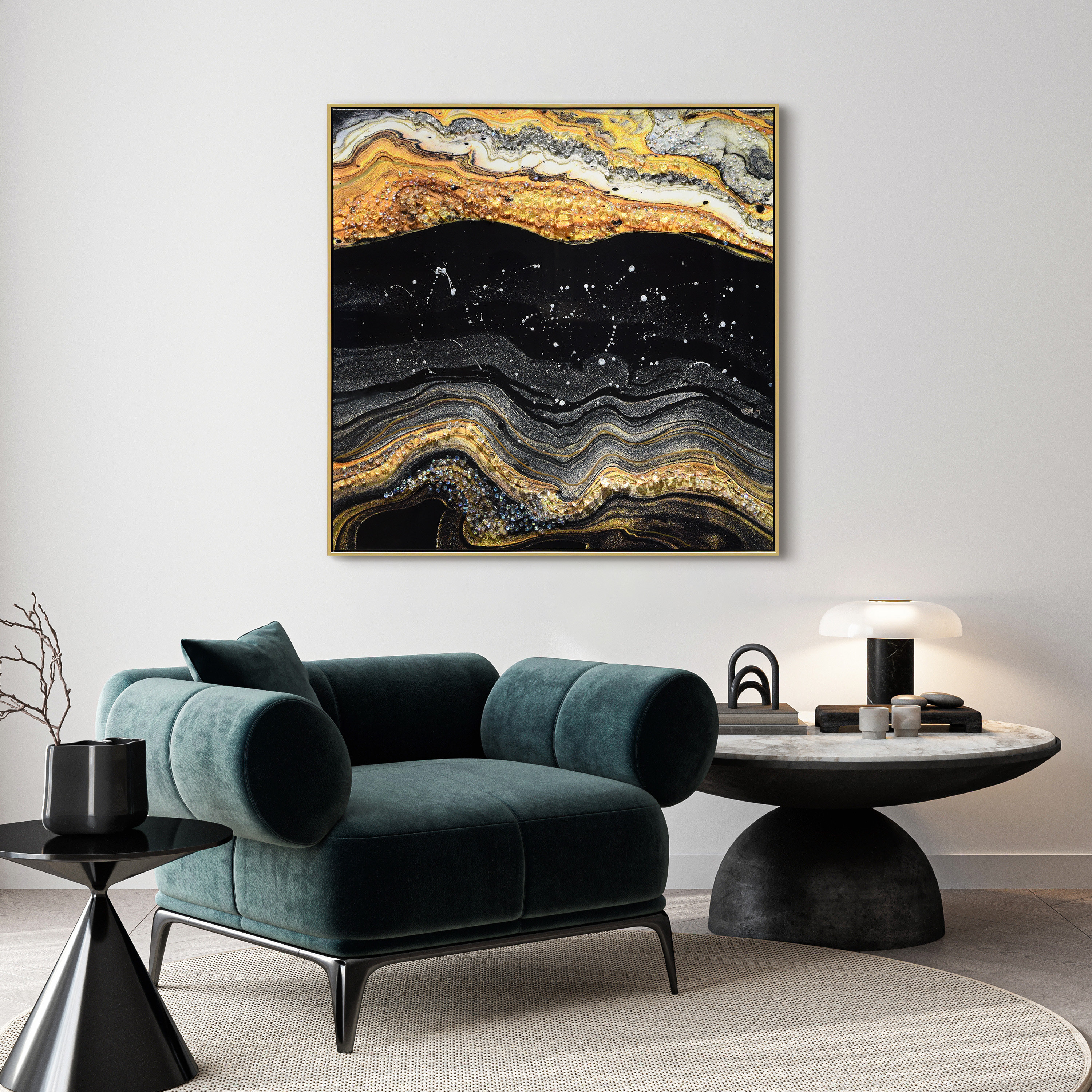 Everly Quinn "Golden Earth I" Abstract Canvas Wall Art with Heavy ...