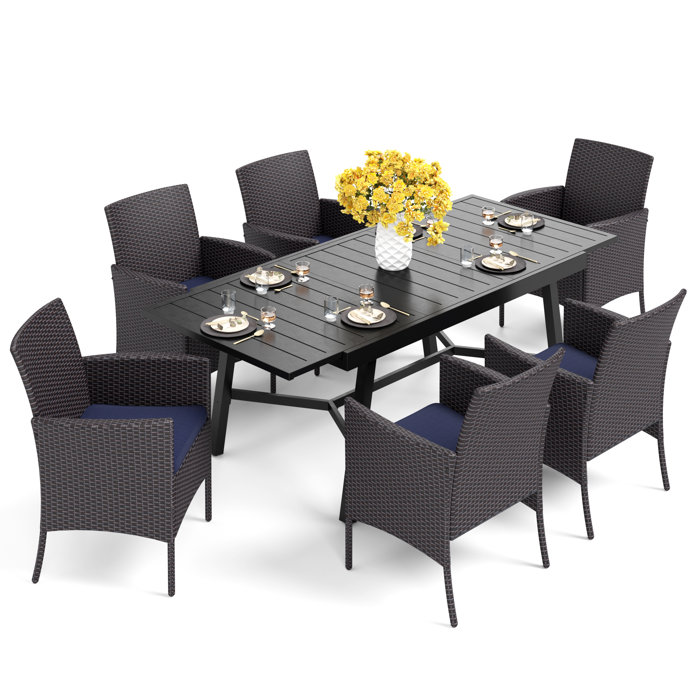 Lark Manor Alyah 6 - Person Rectangular Extendable Outdoor Dining Set ...