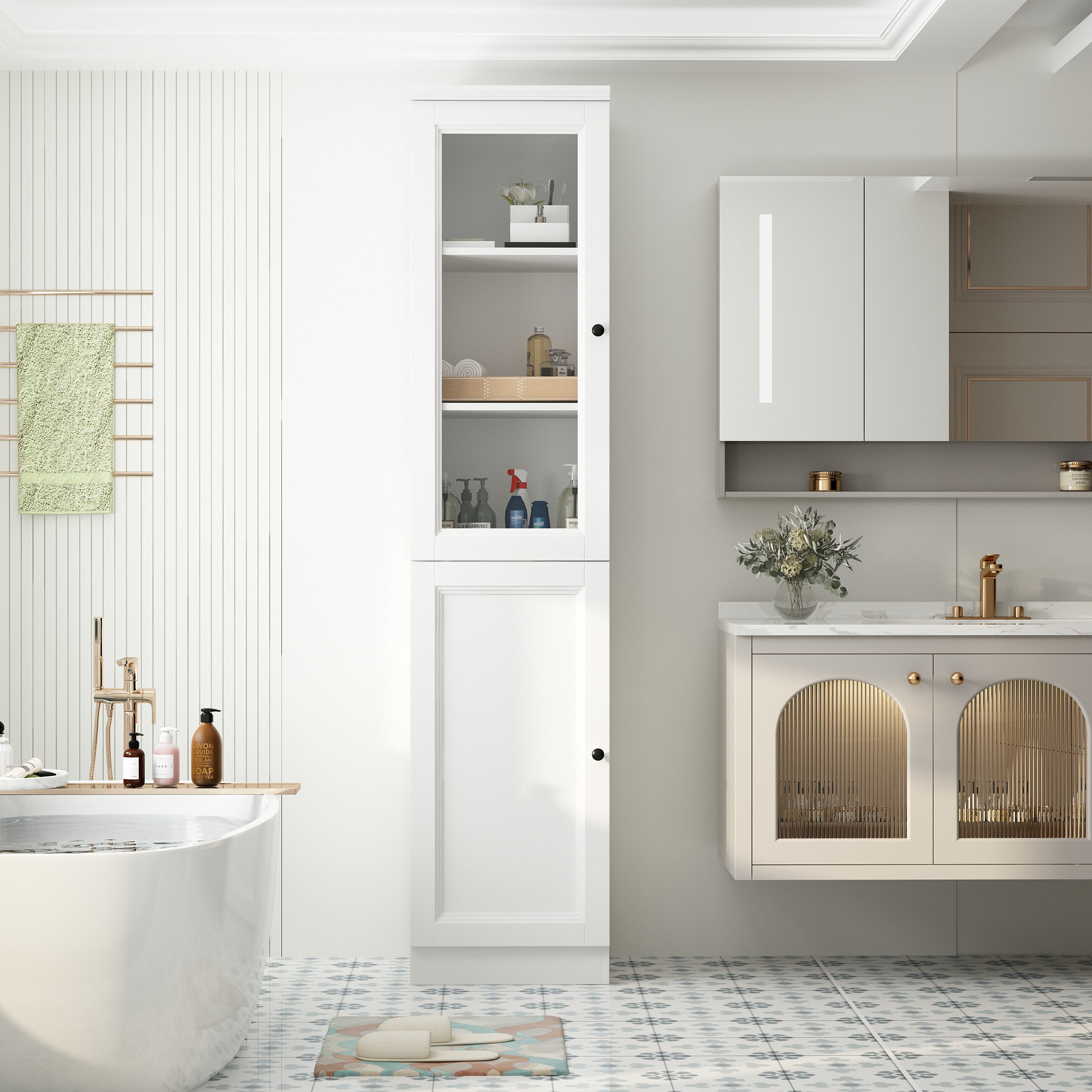 Rebrilliant Mirie Freestanding Bathroom Storage Furniture Set | Wayfair