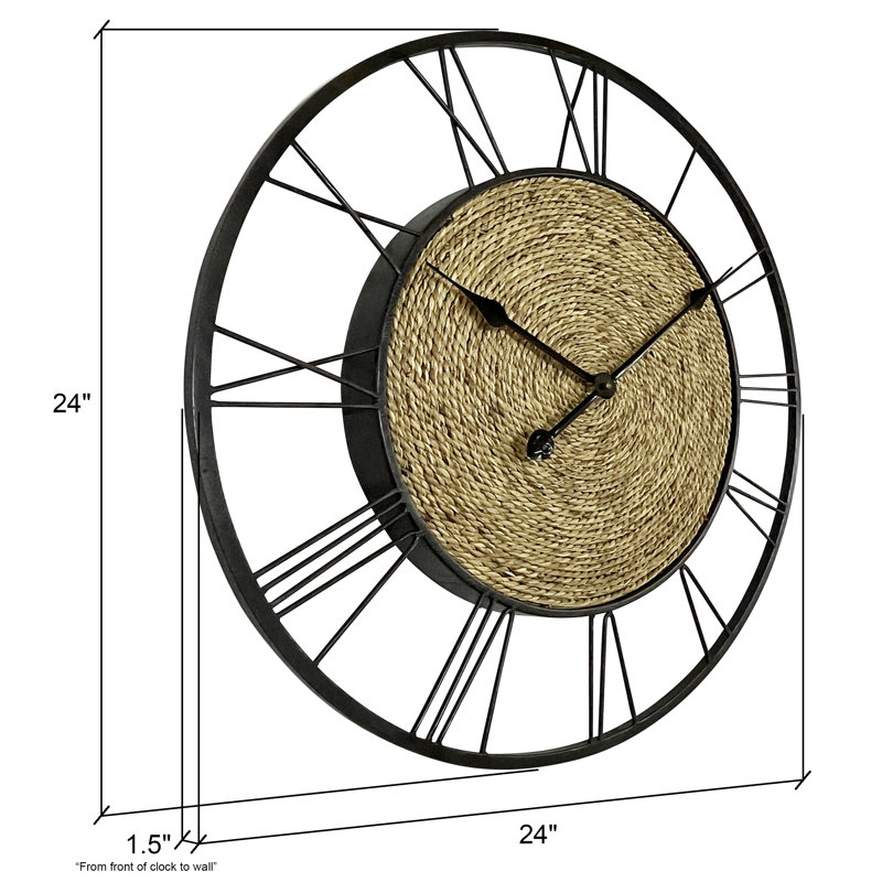 Gracie Oaks Aveline Rattan Center Round Wall Clock & Reviews | Wayfair