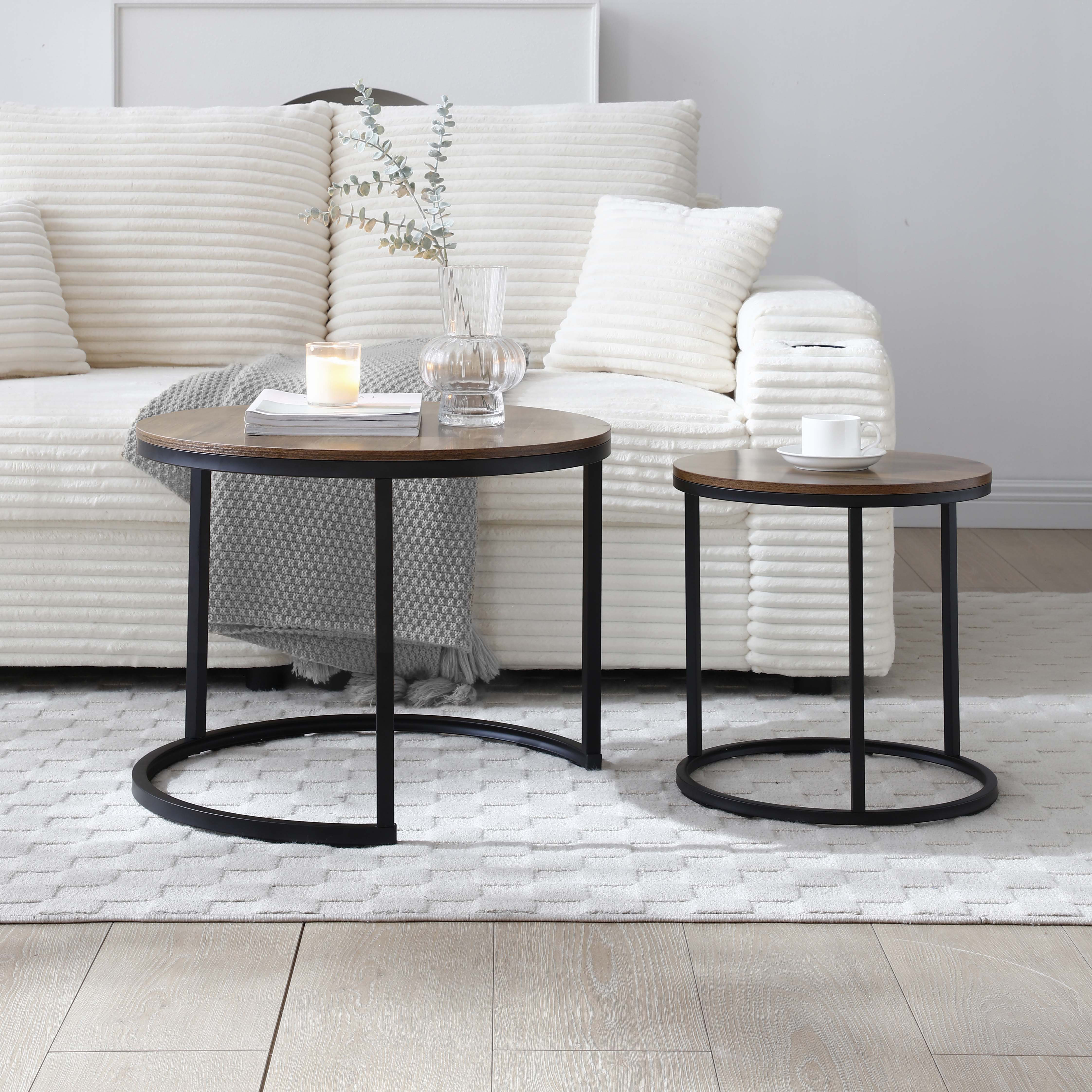 17 Stories Nesting Round Coffee Table,Metal Frame - Wayfair Canada